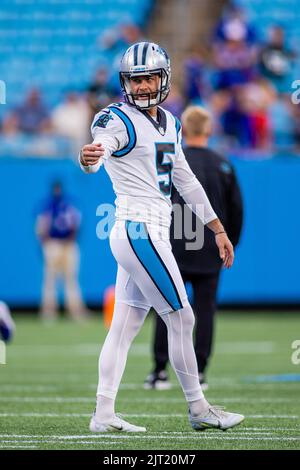 Carolina Panthers kicker Zane Gonzalez walks off the field after an NFL ...