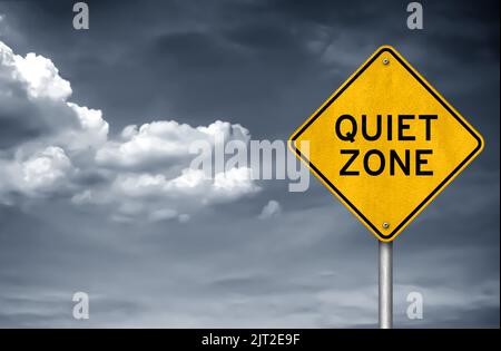 Quiet Zone - road sign warning Stock Photo - Alamy
