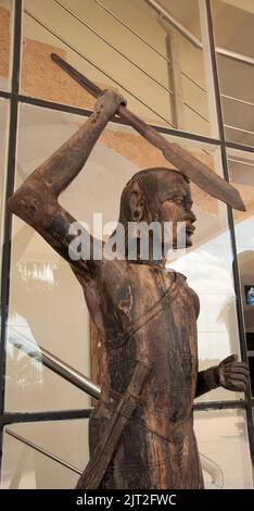Makonde Statue of Male Warrior (detail) and female, Dar-es-Salaam ...