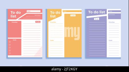 The colorful set of "To do"lists with abstract shapes and trendy ...