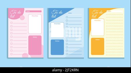 The colorful set of "To do"lists with abstract shapes and trendy ...