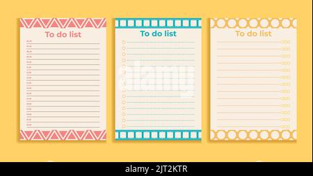 The colorful set of "To do"lists with abstract shapes and trendy ...