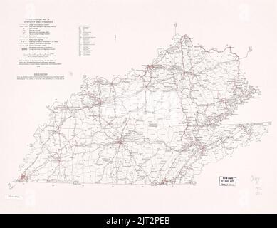 Transportation map of Kentucky and Tennessee Stock Photo - Alamy
