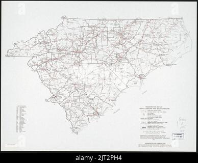 Transportation map of North Carolina and South Carolina Stock Photo - Alamy