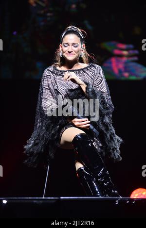 MIAMI, FLORIDA - AUGUST 26: Natalia Jiménez performs during her ...