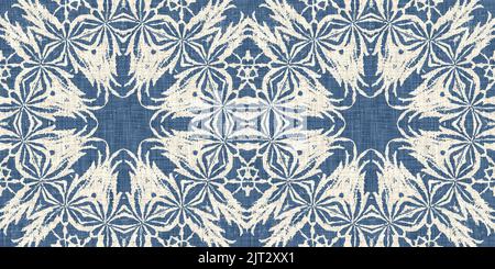 Farmhouse blue snow flake border background. Frosty batik french effect ...