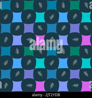 Leaves in circle seamless polka dots branches pattern for wrapping ...