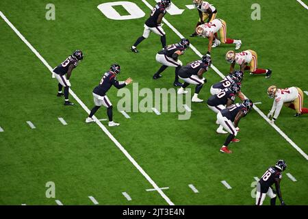Houston Texans quarterback Jeff Driskel (6) celebrates with tight end ...