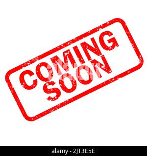 coming soon red square grunge stamp on white Stock Photo - Alamy