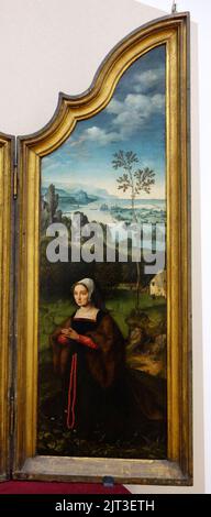 Triptych of The Crucifixion Flanked by the Kneeling Donor and His Wife, by Joos van Cleve, view ...