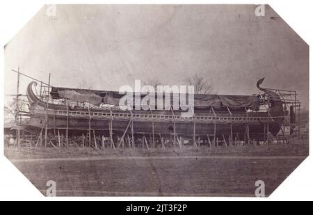 Trireme of Napoleon III under construction, side view (cropped Stock ...