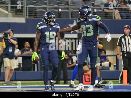 Seattle Seahawks wide receiver Dareke Young (83) reacts to a play ...