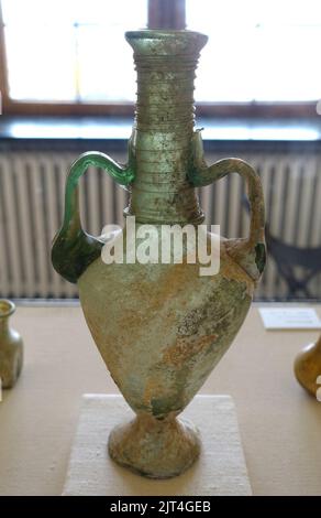 Roman, Flask, 4th/5th Century AD, Glass, H. 4 1/4 x W. (with coils) 1 1 ...