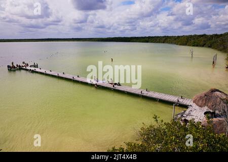 Aerial View of Lagoon kaan luum, Tulum, Quintana Roo, Mexico Stock ...
