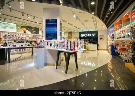 SINGAPORE - CIRCA JANUARY, 2020: Sony products on display at an ...