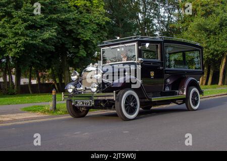 Traditional old fashioned Imperial hearse at a Blackpool funeral Stock ...