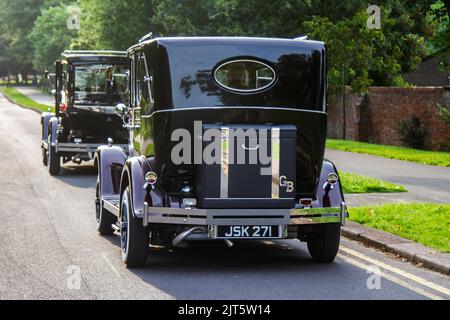 Traditional old fashioned Imperial hearse at a Blackpool funeral Stock ...