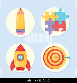 four start up set icons Stock Vector Image & Art - Alamy