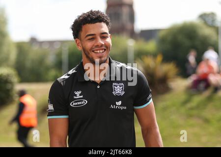 Darnell McIntosh #5 of Hull FC arrives at the MKM Stadium Stock Photo ...