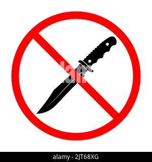 Knife ban sign. Knife forbidden. Dangerous weapon. Red prohibition sign ...