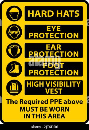 The Required PPE Must Be Worn Sign On White Background Stock Vector Image & Art - Alamy