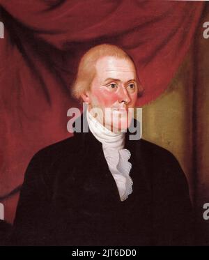 This portrait of Thomas Jefferson, painted by Charles Willson Peale in ...