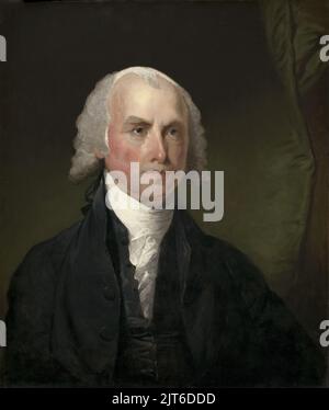 Portrait of James Madison painted by Gilbert Stuart in 1821 Stock Photo ...