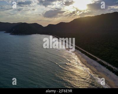 Aerial view of Grumari Beach, one of the wildest and most beautiful ...