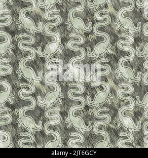 Green hand drawn plesiosaur dinosaur seamless pattern. Gender Neutral ...