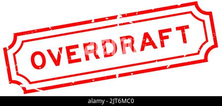 Grunge red overdraft account word square rubber seal stamp on white ...