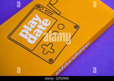 Playdate console packaging – portable handheld video game system ...