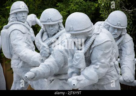 Monument in memory of the first liquidators of Chernobyl, the firemen ...
