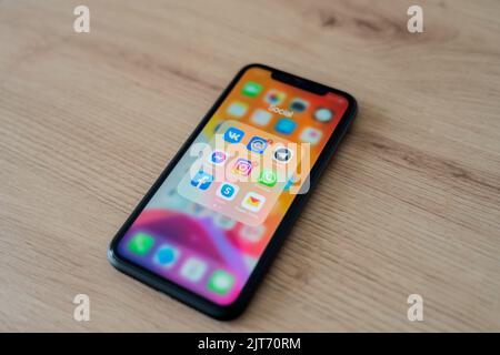 Kaliningrad, Russia - March 09, 2021: Icons of various social ...