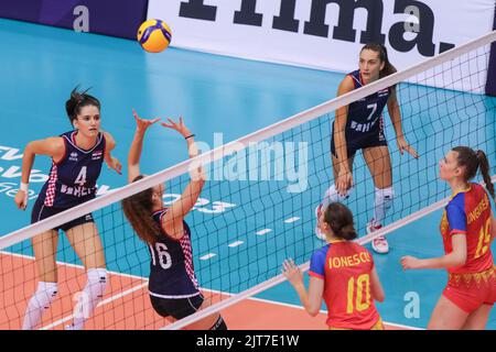 Lea Deak of Croatia sets the ball for a teammate during European ...