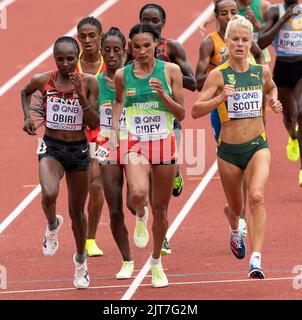 Hellen Obiri, Letesenbet Gigey and Dominique Scott competing in the ...
