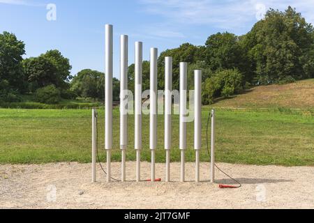 Music instruments in the park. Everyone can play. Grobina, Latvia Stock ...