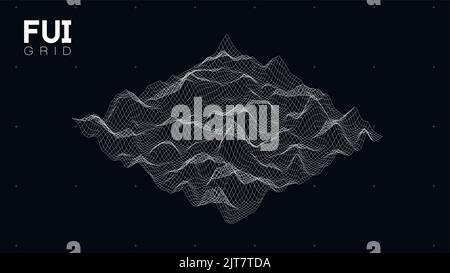 FUI GUI 3D Vector Landscape Scan Grid. Abstract futuristic background ...