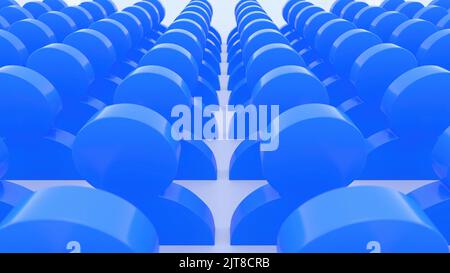 A 3D visualization of blue figures representing the crowd Stock Photo ...