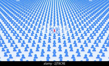A 3D visualization of a red colored person in the crowd Stock Photo - Alamy