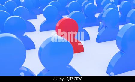 A 3D visualization of a red colored person in the crowd Stock Photo - Alamy