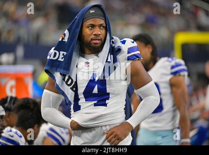 Dallas Cowboys linebacker Jabril Cox (14) lines up during an NFL ...