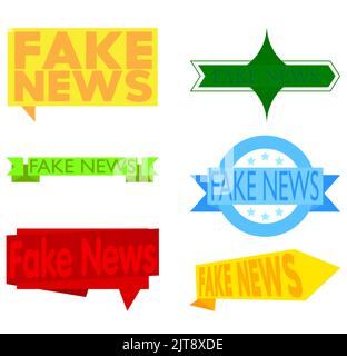 Set of ribbon with Fake News text. Banner template. Label sticker. Sign ...