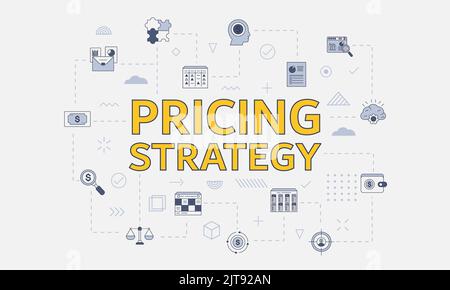 pricing strategy concept with icon set template banner with modern blue ...