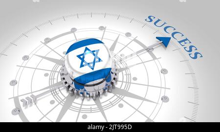 Business concept. Abstract compass points to the invest word. Flag of ...