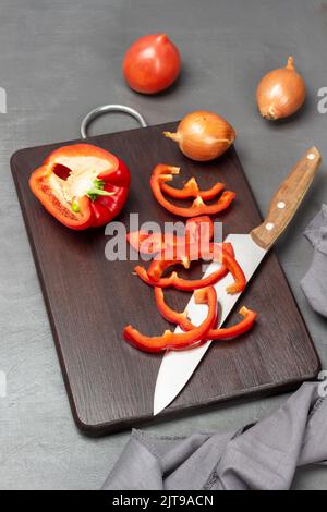 Chopped celery stalks on gray plate. Top view. Wooden background Stock ...