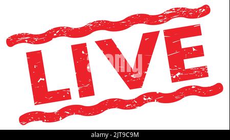 LIVE text written on red-black round stamp sign Stock Photo - Alamy