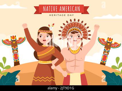 Native American Heritage Day Template Hand Drawn Cartoon Flat ...