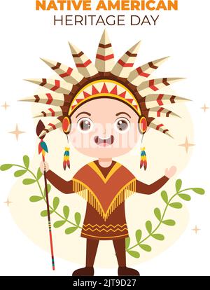 Native American Heritage Day Template Hand Drawn Cartoon Flat ...