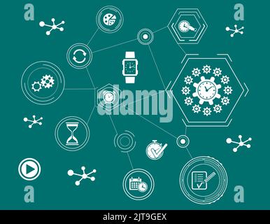 Concept of time management with connected icons Stock Photo - Alamy