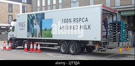 Articulated lorry unloading at unloading bay deliver transport ...
